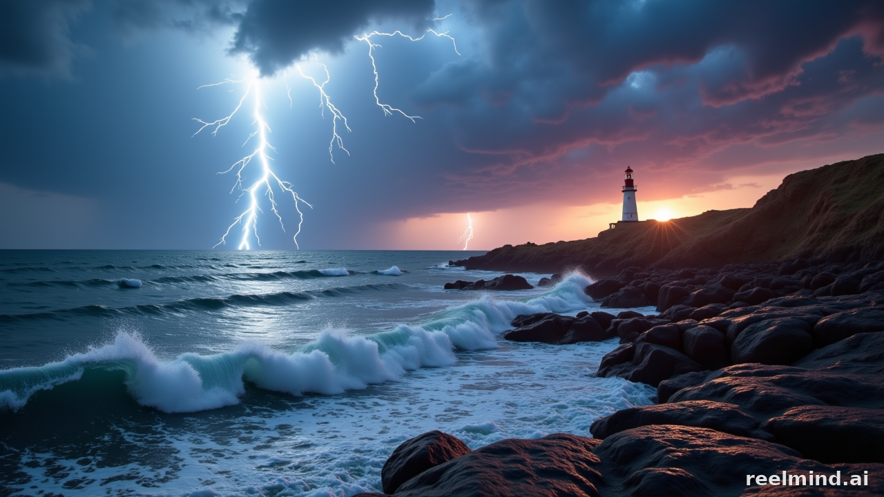 Best AI Prompts for Generating Stunning Lightning Over Coastal Videos ...
